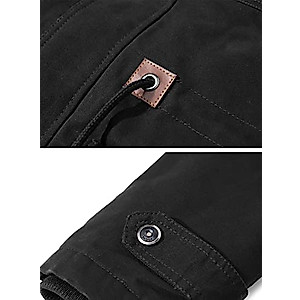 TACVASEN Jackets Mens Winter Army Military Jacket Zipper Jacket Cargo Jacket Winter Coat Outdoor Cotton Coat Black