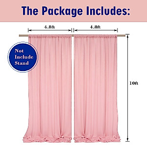 SHERWAY 9.6 Feet x 10 Feet Dusty Rose Silky Soft Curtain Wedding Backdrop Drapes, Slightly Shiny Satiny Window Curtains for Party Ceremony Decoration