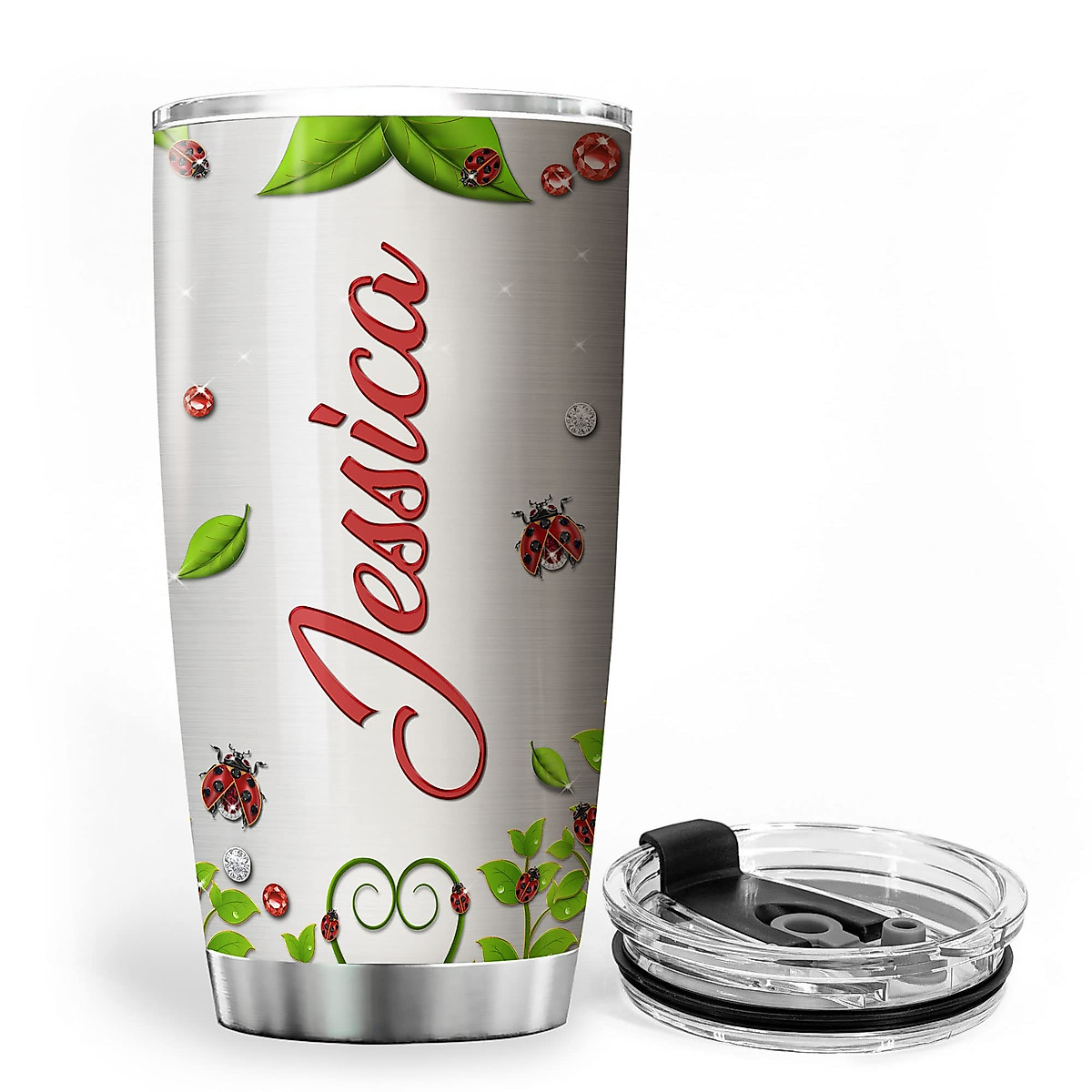 ZOXIX Personalized Name Tumbler Cute Insect Animal Coffee Cup With Lid 20oz Stainless Steel Travel Mug Birthday Present For Women Who Love Animals Gift Ideas