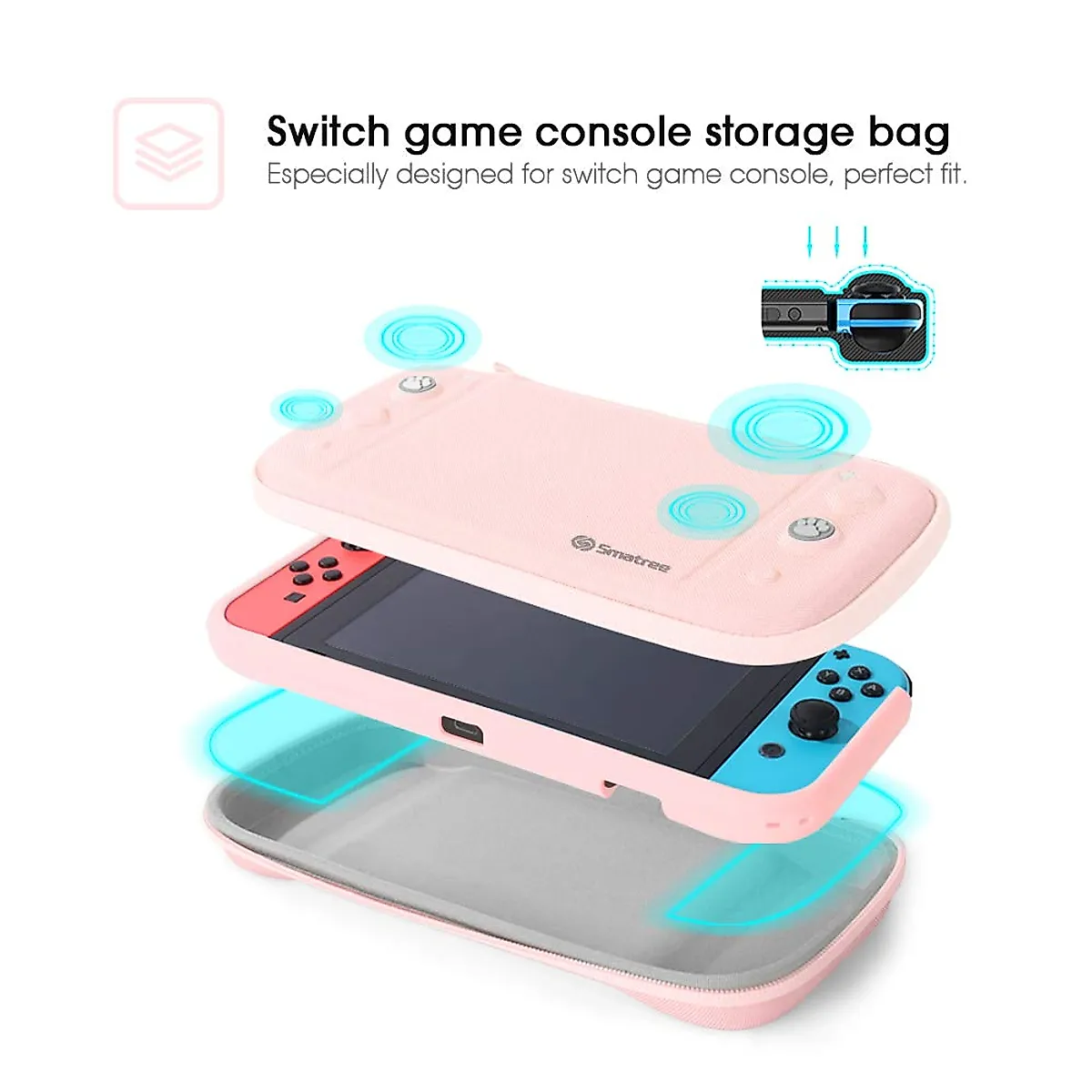Smatree Hard Shell Carry Case for Nintendo Switch with 10 Game Cartridges, Protective storage Case for Travel（Pink）