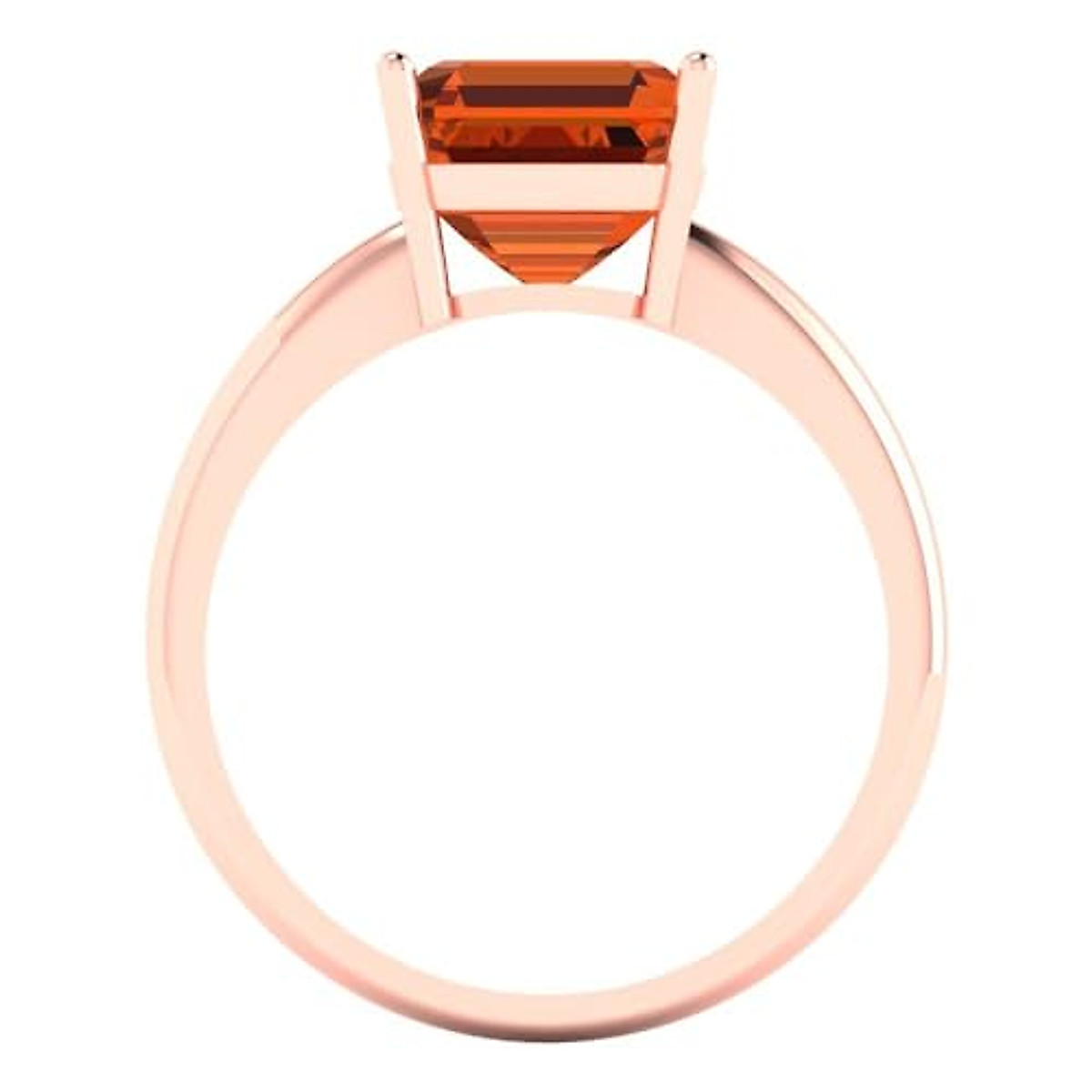 Clara Pucci 2.5 ct Asscher Cut Solitaire Red Simulated Diamond Engagement Wedding Bridal Promise Anniversary Ring 18K Rose Gold Size 8