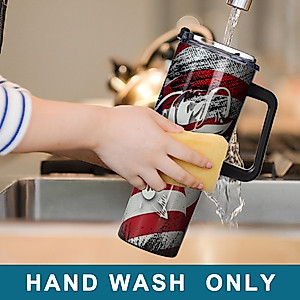 Gome 40oz Fishing Tumbler – American Flag Insulated Stainless Steel Cup with Handle, Lid & Straw, Birthday Gifts for Men, Fishing Gifts for Dad,Gift for Fishermen