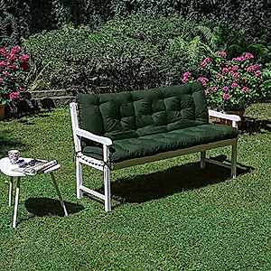 YLLN Waterproof Bench Cushion with Backrest,2 or 3 Seater Garden Bench Cushion Overstuffed Swing Pad,Replacement Seat Pad Cushion for Outdoor Garden Patio Swing