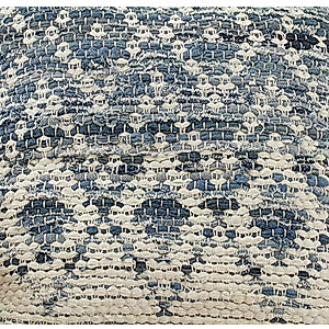 SARO LIFESTYLE Nautica Collection Diamond Chindi Throw Pillow With Poly Filling, 18" x 18", Blue