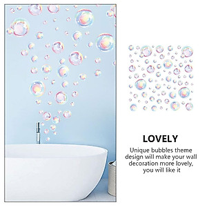 Uonlytech Bubble Wall Decal Stickers, Under The Sea Birthday Party Decor Colour Bubble Ocean Background Water Bath Decor for Mermaid Baby Shower