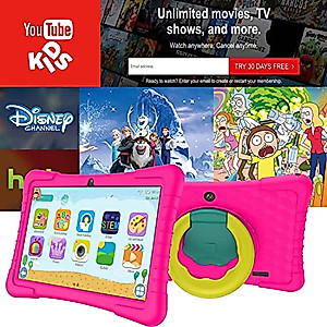 Kids Tablet, 10 inch Tablet for Kids Android 12 Tablet 2GB 64GB Toddler Tablet APP Preinstalled & Parent Control Children Tablet with WiFi, 8000mAh Battery, Dual Camera, Netflix, YouTube(Pink)