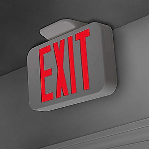 LFI Lights | Red Exit Sign | All LED | White Thermoplastic Housing | Hardwired with Battery Backup | Optional Double Face and Knock Out Arrows Included | UL Listed | (1 Pack) | LEDJR-R