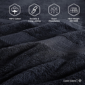 LANE LINEN Bath Sheets Bathroom Towel Set- 2 Pack 100% Cotton Extra Large Towels, Oversized Luxury Towels Set, Shower Sets for Bathroom, 35x66 - Black