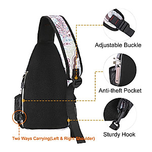 MOSISO Mini Sling Backpack,Small Hiking Daypack Pattern Travel Outdoor Sports Bag, National Style