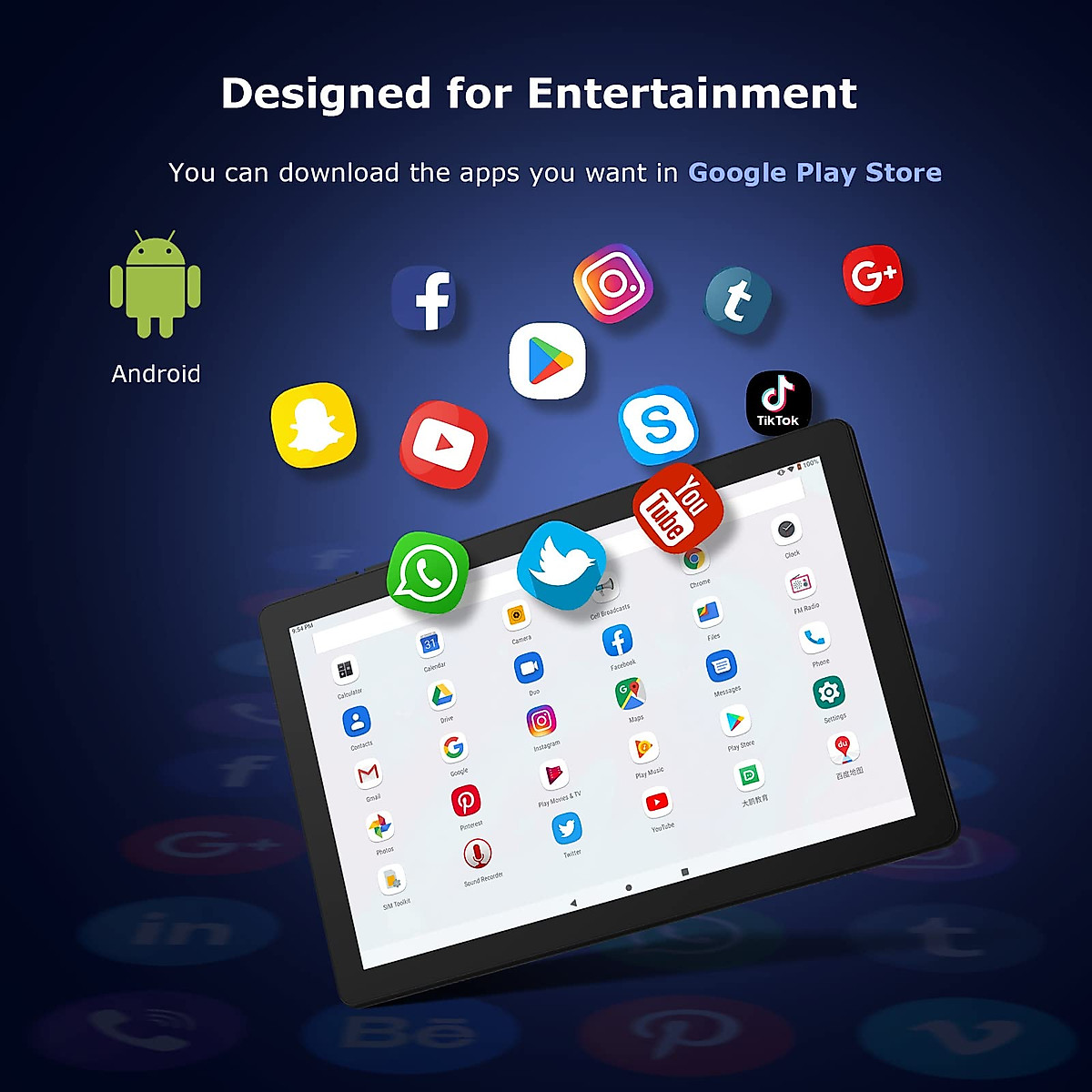 IBBWB 10.1 inch Tablet, Android 10.0 OS, 2GB RAM, 32GB ROM, Quad Core Processor, HD IPS Screen, 2MP Front 8MP Rear Camera, USB C Port, Support Bluetooth WiFi