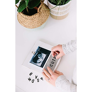 Pearhead Classic Wooden Letterboard, Baby Keepsake Clip Photo Frame, Wooden