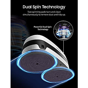 SAMSUNG Jetbot Mop, Cordless Robot Floor Cleaner, Wet Cleaning w/ Dual Spinning Pads, Smart Sensor to Clean Tile, Vinyl, Laminate, Hardwood Floors, Long Battery Life, VR20T6001MW, White