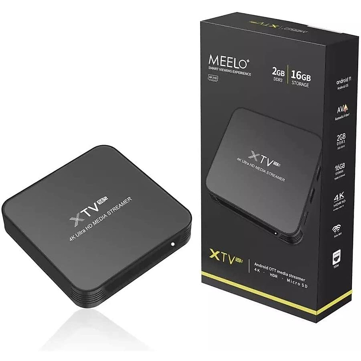2023 DESI TV MEELO+ XTV SE2 Android 11 Set Top Box with M3U, Stalker, MyTVOnline, 2GB/16GB, Dual Band WiFi, Full 4K Ultra HD - Faster Than MAG 524w3 & Formuler Boxes, Supports 6000+ IPTV Channels