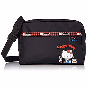 LeSportsac Hello Kitty Favorites Exclusive Daniella Crossbody Bag, Style 2434/Color G653, Red Embroidered Hello Kitty Lettering & Hello Kitty Design Zipper Pull