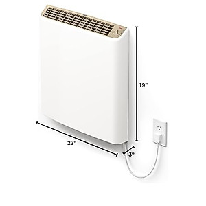 EnviMAX Plug-in Electric Panel Wall Heaters for Large Rooms, 1000 Watts, 24/7 Heating w/Safety Sensor Protection, Patented Quiet Fan-less Design, Easy 2-Min Install, Indoor Space Heater, Made in USA
