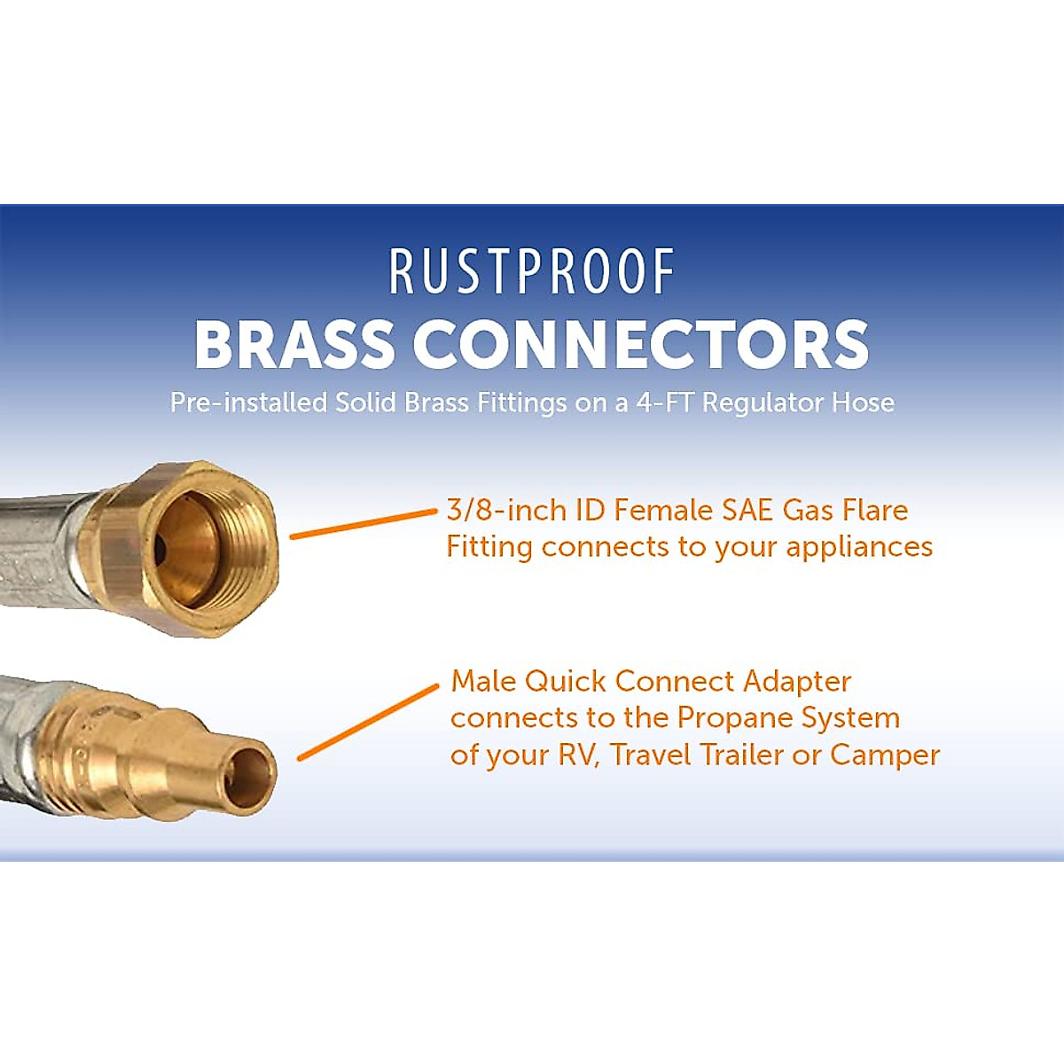 Flame King Quick Connect Hose for RV, Van, and Trailer - 48-inch, 3/8-inch ID Female SAE Gas Flare Fitting, 100304-48, Black