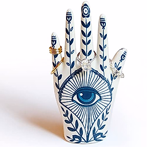 LZBALUYO Hamsa Ring Holder for Room Decor, Hamsa Hand Jewelry Display Holder Ring Stand Ring Organizer, Evil Eye Preppy Room Decor Aesthetic, Hamsa Gifts for Women Bathroom Bedroom Boho Home Decor