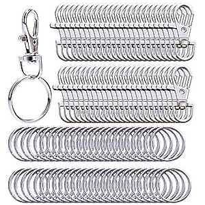 Livder Metal Swivel Lanyard Snap Hooks and Split Key Rings Chain Hook Keychain, 100 Pieces