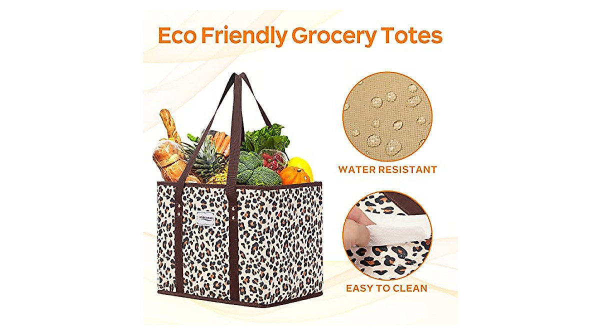 MVSCOCEAN Reusable Grocery Bags Set – Durable & Foldable in Leopard