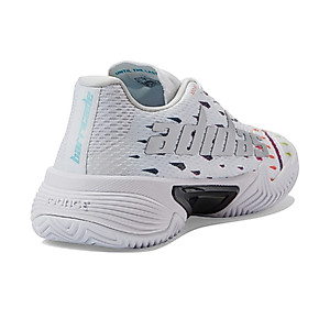 adidas Women's Barricade Tennis Shoe, White/Silver Metallic/Bright Cyan, 8