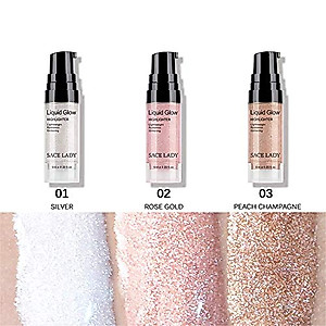Liquid Highlighter Makeup Face Glow Shimmer and Shine Illuminator 3pcs and Full Coverage Concealer 3pcs for Dark Spots Eye Circles Waterproof Smooth Matte Flawless Finish Cosmetics