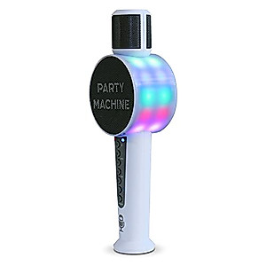Singing Machine Wireless Karaoke Microphone for Kids & Adults, Party Machine Mic (White) - Portable Handheld Bluetooth Microphone with Speaker & Voice Changer Effect - Karaoke Mic for Singing