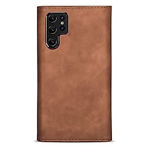 Ysnzaq Crossbody Lanyard Wallet Case for Samsung Galaxy S22 Ultra 5G 6.8", PU Leather Detachable Neck Strap with Credit Card Holder Phone Cover for Samsung Galaxy S22 Ultra 5G DKB Brown