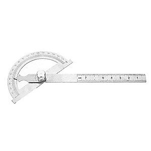 Protractor Ruler, Stainless Steel Protractor Goniometer 15cm Ruler 180 Degrees Angle Finder Gauge Adjustable Measuring Tool for Woodworking Industrial Carpenter (80×120mm)