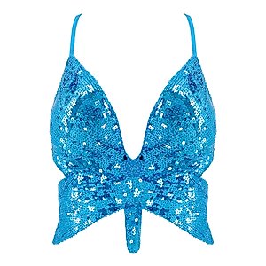 Hoohu Womens Indian Belly Dance Costumes Performance Outfits Butterfly Bandage Padded Bra Sequin Pearl Embroidery Tank Top