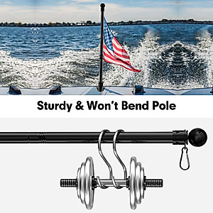 American Flag and Flag Pole for House Outside, 5ft Heavy Duty Flag Pole Kit with 3x5 Embroidered USA Flag, Tangle Free Steel Black Flag Pole with Bracket for Residential, Commercial, Outdoors Garden