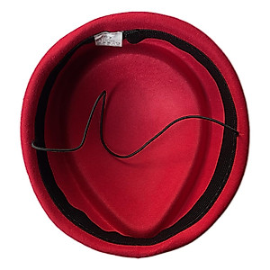 YING LAN Wool Cap Stewardess Pillbox Hat Teardrop Fascinator Base Sweet Red
