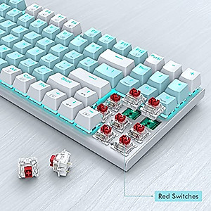E-YOOSO Mechanical Keyboard, Wired Compact Computer Keyboard, Backlit Gaming Keyboard 94 Keys with Arrow Keys & Numpad for PC/Mac Gamer, Typist, Linear Red Switch