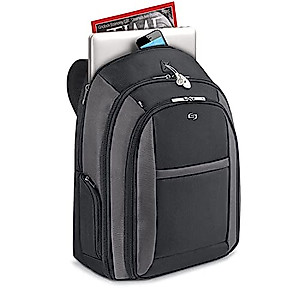 Solo Metropolitan 16 Inch Laptop Backpack with Removable Sleeve, Black/Grey