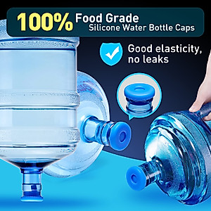 3 & 5 Gallon Water Jug Cap Reusable - Water Bottle Caps Fits 55mm Bottles,Silicone Non- Spill Lids for Anti-Splash (3 Pack)