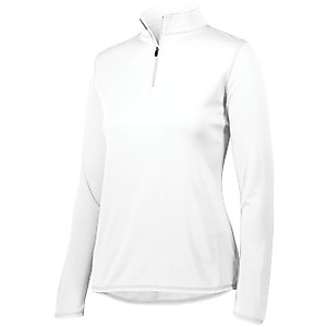 Augusta Sportswear Ladies Attain Wicking 1/4 Zip Pullover - Women's Running Long Sleeve Jacket with Sun Protection, White, X-Large