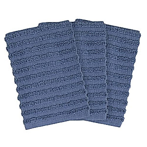 Ritz Royale Collection 100% Combed Terry Cotton, Highly Absorbent, Kitchen Dish Cloth Set, 13-3/4" x 12", 3-Pack, Solid, Federal Blue