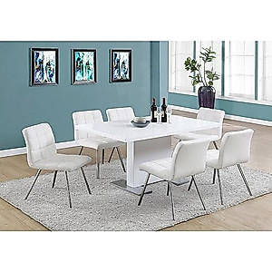 Monarch Specialties High Glossy White Dining Table, 35 x 60-Inch