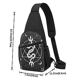 FREEHOTU Serpents Gothic Occult Sling Backpack Travel Daypack Chest Bag Crossbody Shoulder Bag