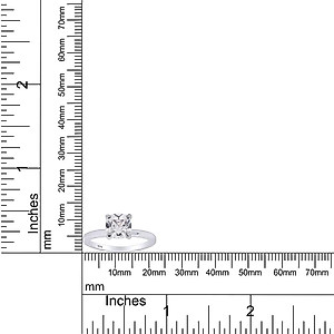 Jewel Zone US Cushion Cut White Cubic Zirconia Anniversary Solitaire Ring in 14k White Gold Over Sterling Silver (0.75 Carat)