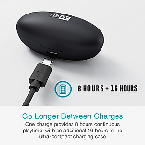 MEE audio Pebbles True Wireless Earbuds - Bluetooth 5.3 Low Profile in Ear Lightweight Headphones with Headset Microphone & Call Noise Reduction for Gym/Workouts/Sports and Gaming, Onyx