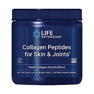 Life Extension Collagen Peptides for Skin & Joints - Hydrolyzed Multi-Collagen Complex Type I, II & III Unflavored Powder for Healthy Bone, Joint and Skin Care - Gluten-Free, Non-GMO - 12 Oz