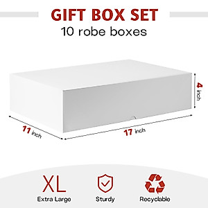 ZORRITA 10 Pack White Gift Boxes with Lids, 17 x 11 x 4 Inch Extra Deep Shirt Boxes Robe Boxes, Auto Pop-up Boxes for Clothes Presents