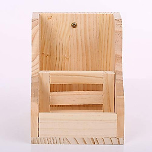 ZARYIEEO Rabbit Hay Feeder, Wooden Grass & Food 2 in 1 Double Use Dispenser, Wood Rack Manger Holder for Bunny Guinea Pig Chinchilla, Less Wasted Indoor Bowl Small Animal Pet-self Feeding Bin