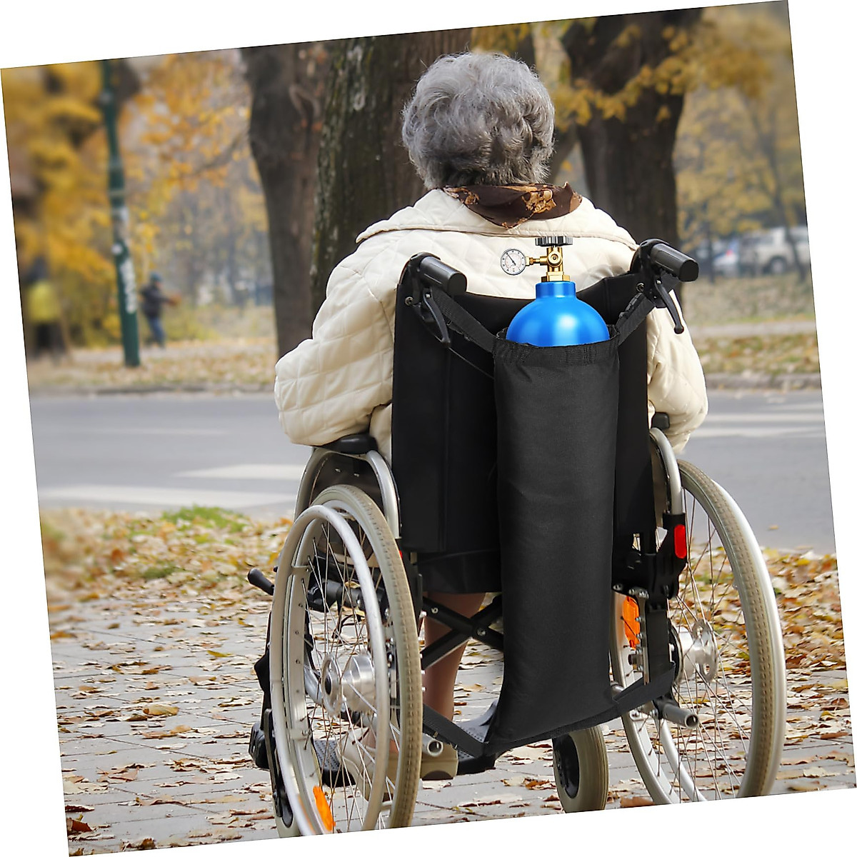 Hemoton Oxygen Cylinder Pannier Bag Storage Bag Buggy Bag Wheelchair Medical Oxygen Backpack Buckle Oxygen Tank Pouch Oxygen Tank Carrier Oxygen Trolley Pouch Travel Walker Portable Fabric