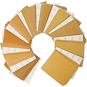 LotFancy 1/4 Sheet Sandpaper for Palm Sander, 50PCS 60 80 120 180 240 320 400 600 800 1000 Grit Sanding Sheets Assortment, Hook and Loop Sand Paper for Car and Wood, 5.5”x 4.5”
