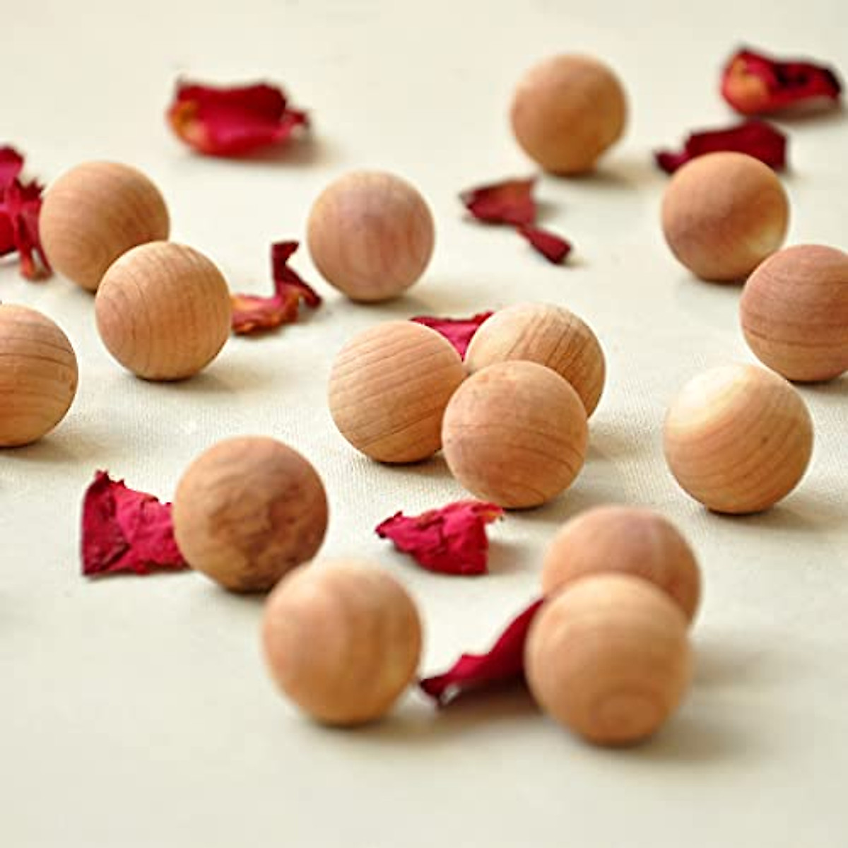 Natural and Co. 30pcs Cedar Blocks for Clothes Storage Natural Aromatic Cedar Balls Closet Freshener Clothes Protection Mustiness Prevention with Satin Bag, Small