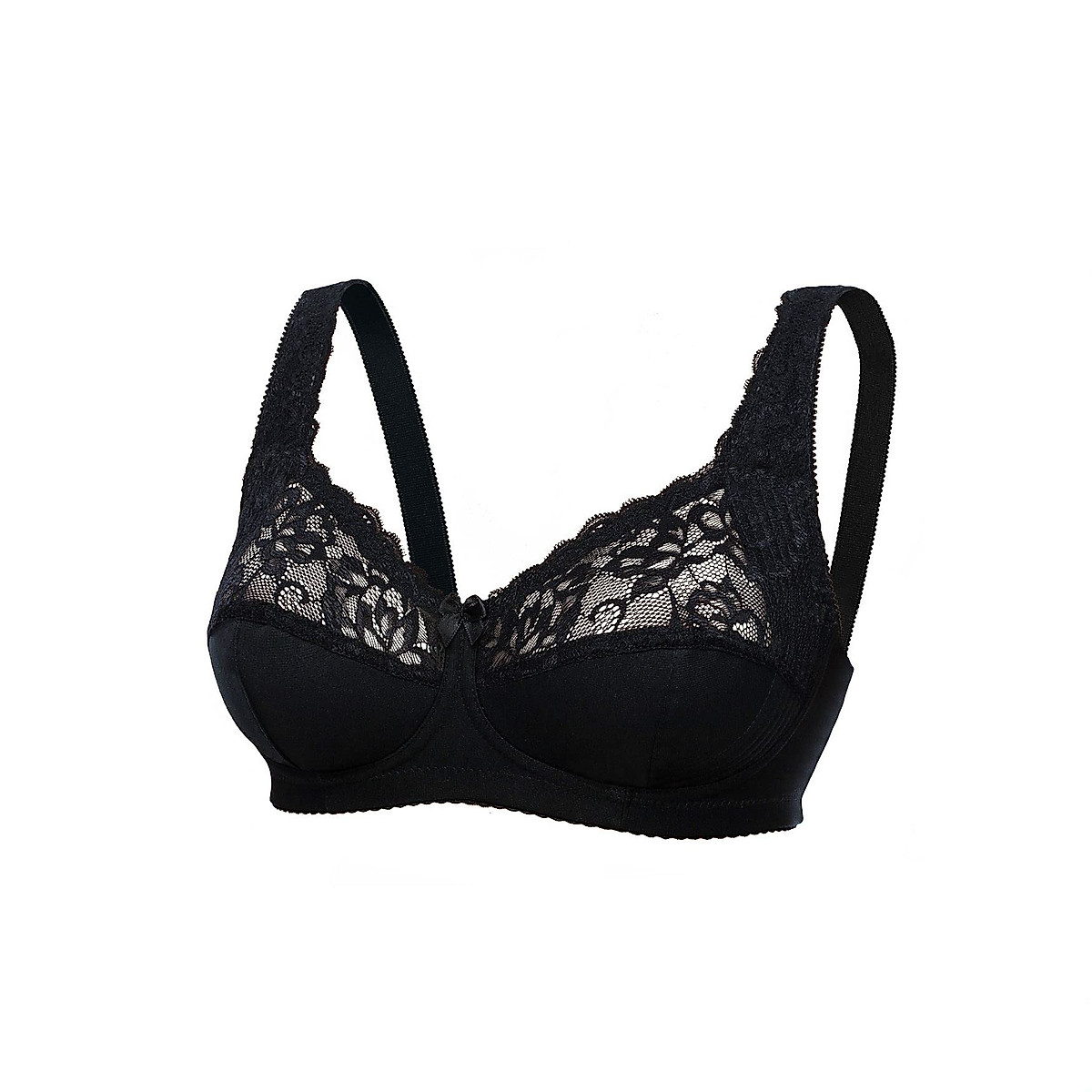 frugue Women's Wirefree Wireless Plus Size Lace Minimizer Bra Black US 40 C