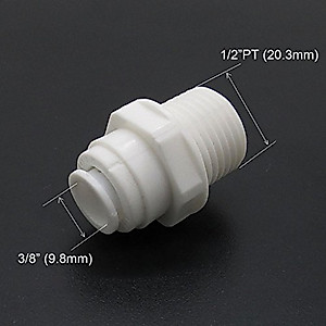 5 PCS 3/8" Push 1/2"PT Thread Male Straight Tube Quick Connect for RO Water Filter