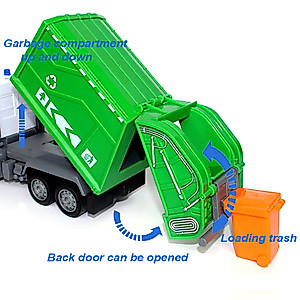 2.4G RC Garbage Truck Toy with Lights - 6 Channel Remote Control Waste Management Garbage Truck with 2 Rechargeable Batteries, Kids Recycling Trash Toys, Excellent Xmas Gifts for Boys Girls 3-8