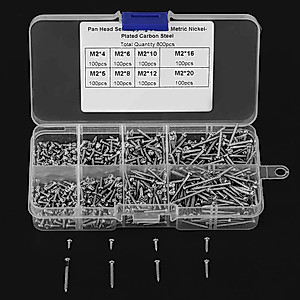 800PCS M2 Self Drilling Screw Assortment Kit 8 Sizes Cross Drive Pan Head Tapping Wood Screws Fasteners Set Used in in Energy, Electronics, Electrical Appliances